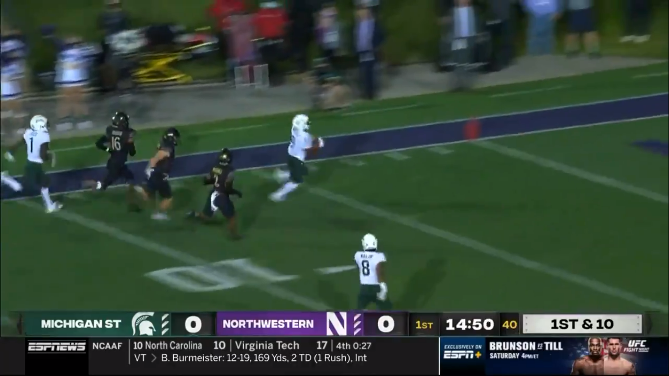 Hello, Kenneth Walker! Michigan State RB takes opening handoff 75 yards ...