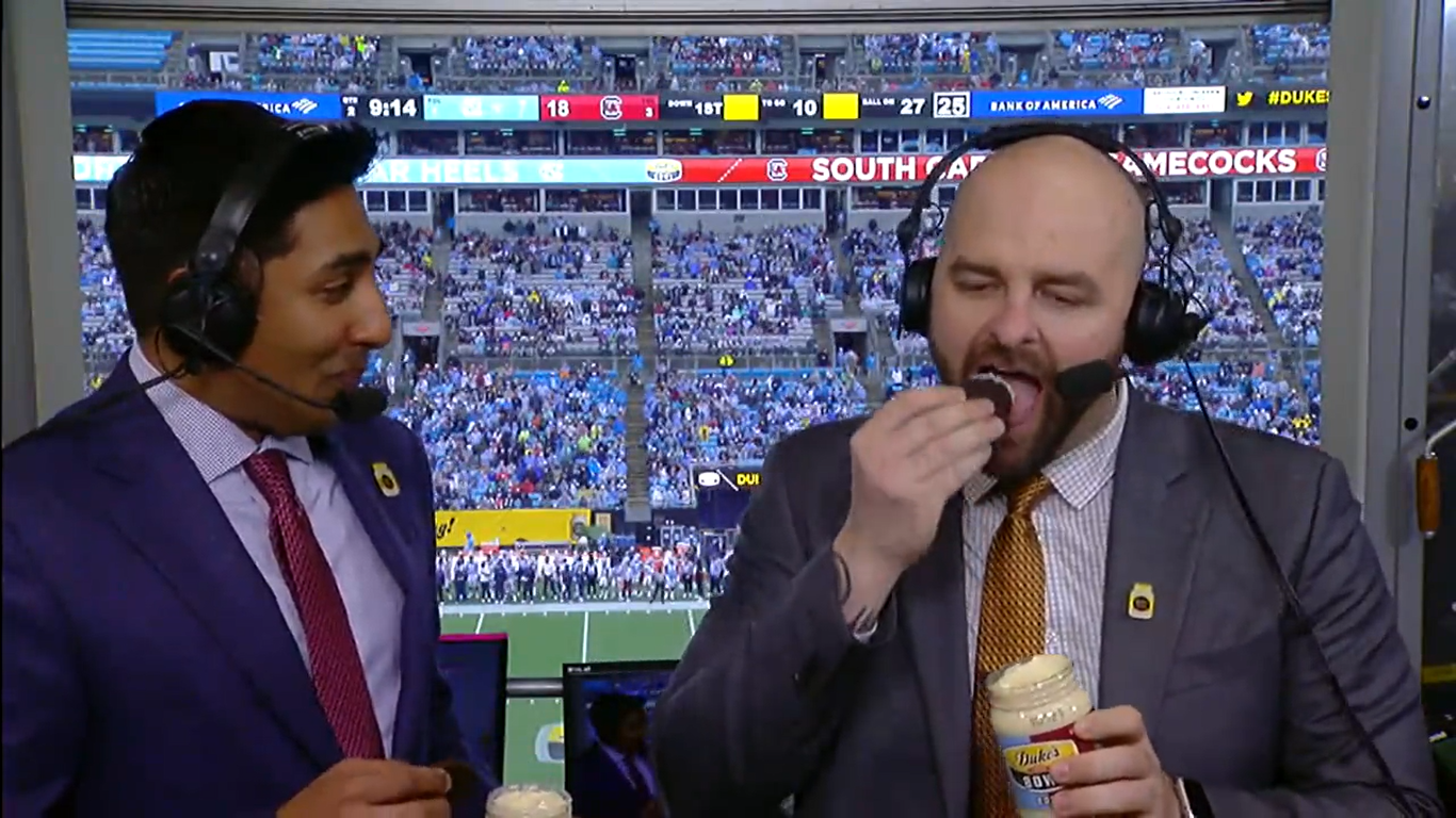 ESPN broadcast team's unconventional mayonnaise snack choice is going viral