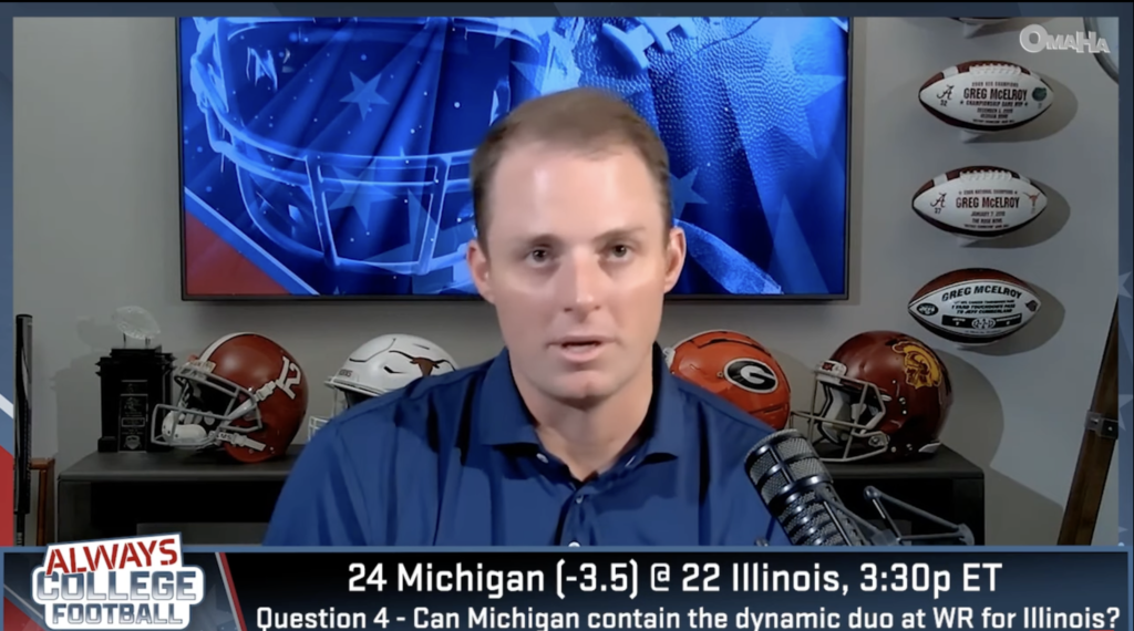 Greg McElroy makes pick in Michigan-Illinois ranked showdown